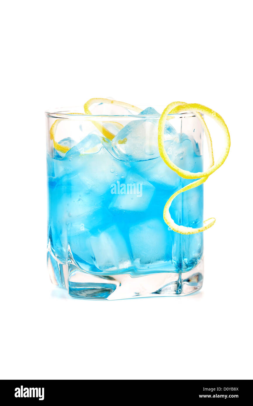 Blue alcohol cocktail isolated on white background Stock Photo - Alamy