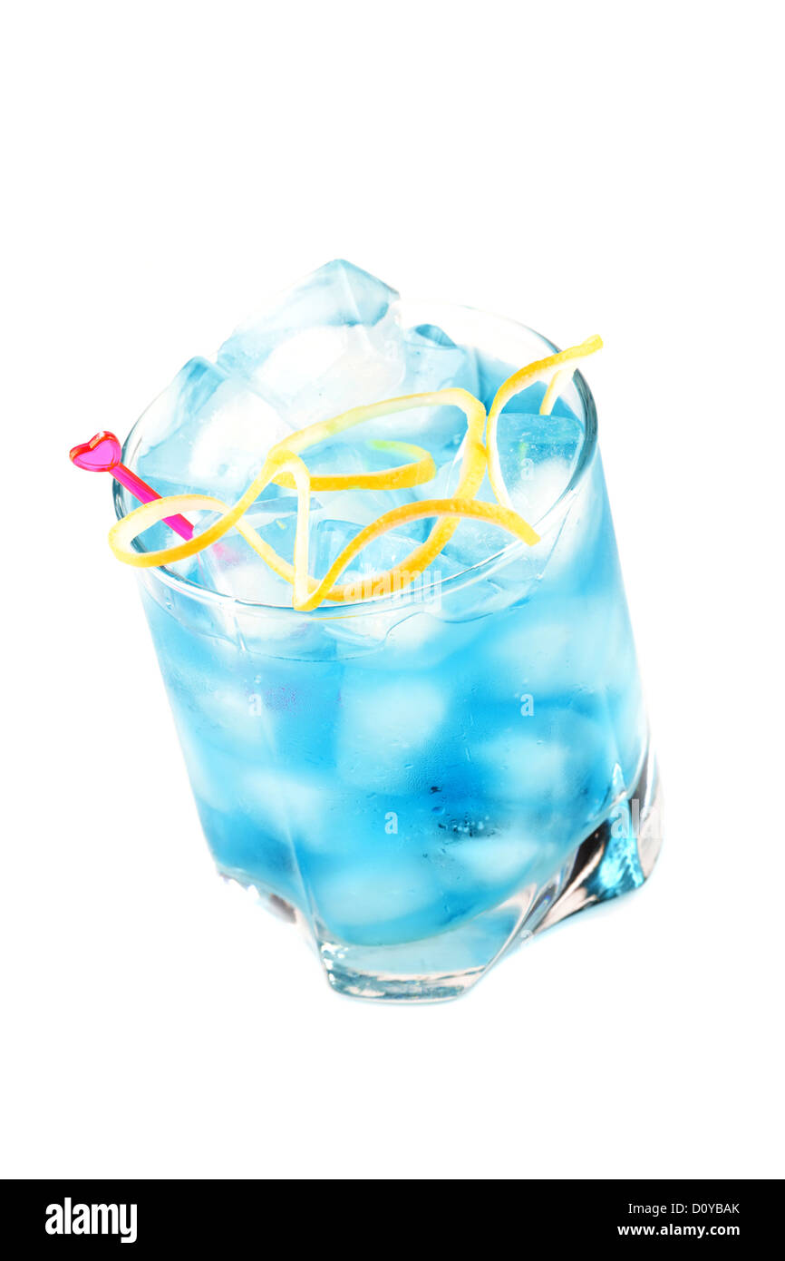 Blue alcohol cocktail isolated on white background Stock Photo - Alamy