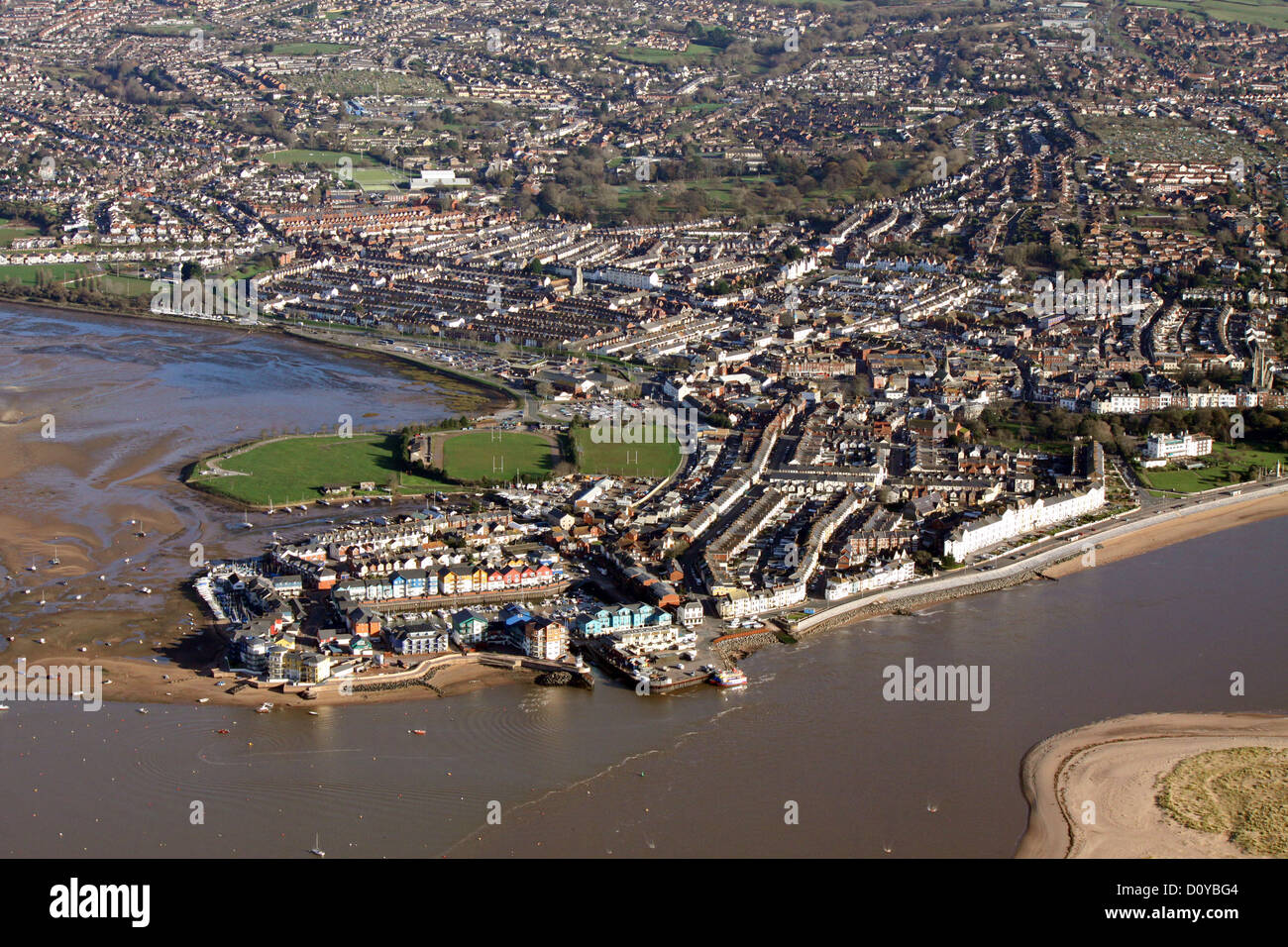aerial view of the town of Exmouth in Devon Stock Photo - Alamy