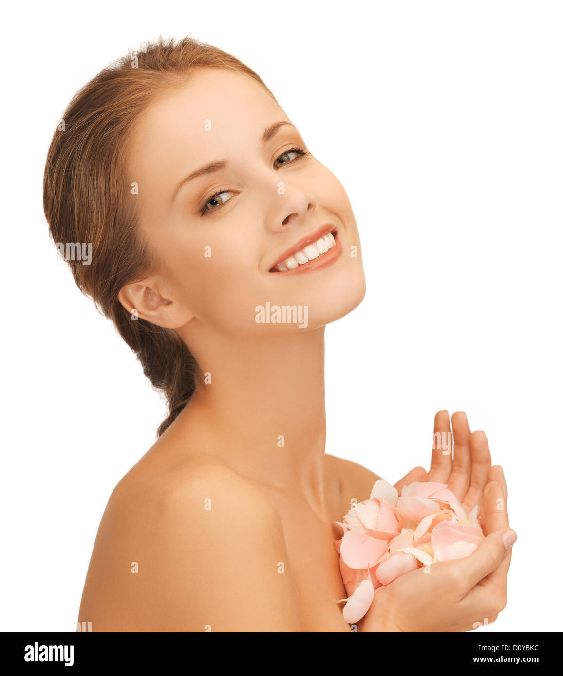 beautiful woman with rose petals Stock Photo - Alamy