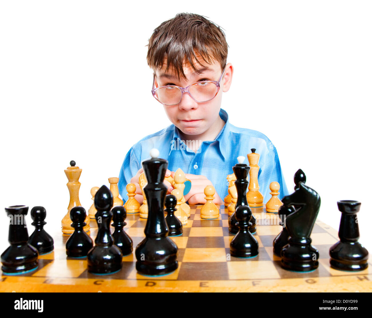 Nerd play chess Stock Photo - Alamy