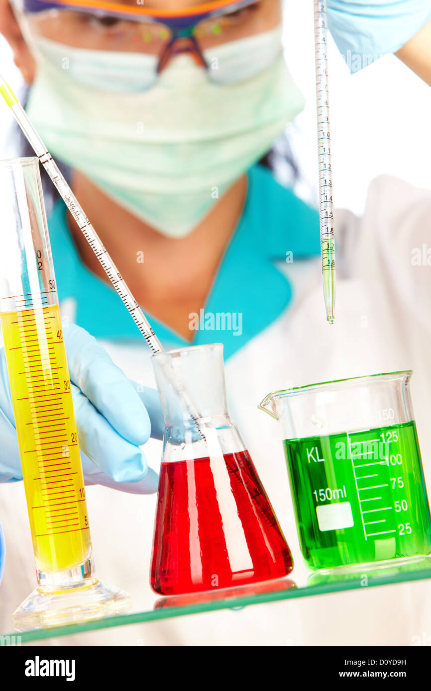 scientist in laboratory with test tubes Stock Photo - Alamy