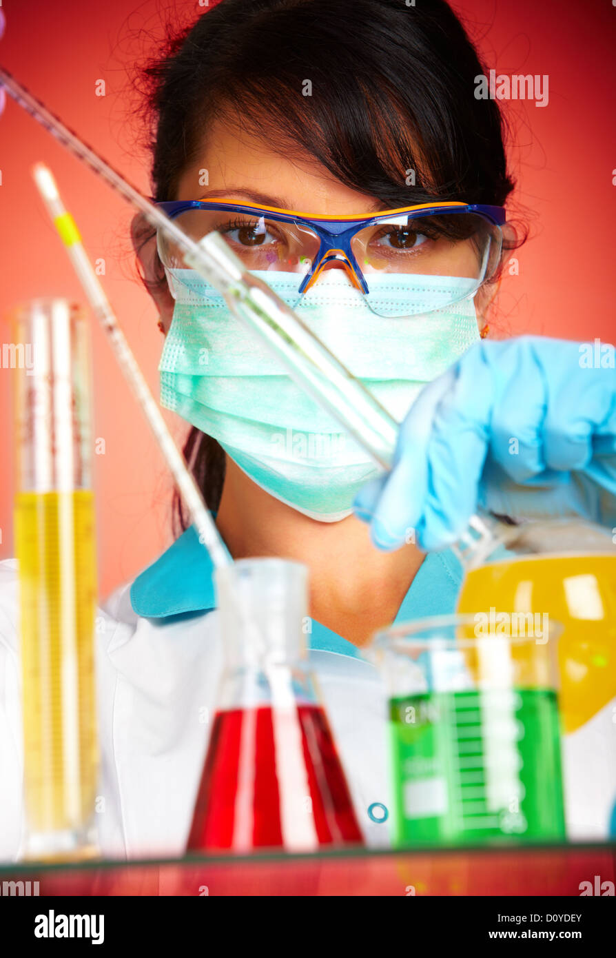scientist in laboratory with test tubes Stock Photo - Alamy