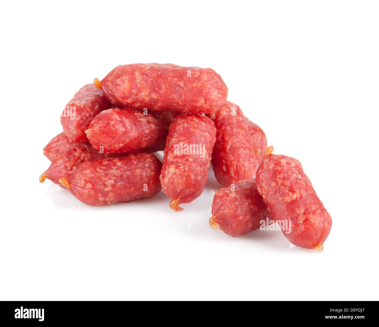 Mini sausages. Isolated on white background Stock Photo - Alamy