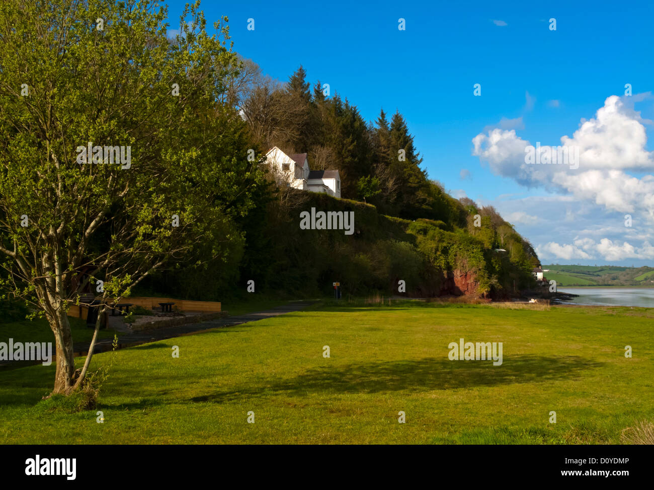 View towards the boathouse once used by Dylan Thomas in Laugharne ...