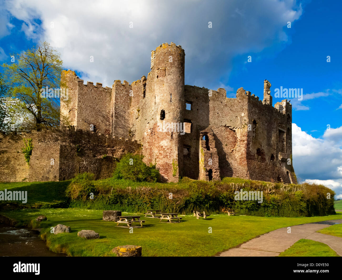 Laugharne Castle a medieval ruin in South Carmarthenshire South Wales ...