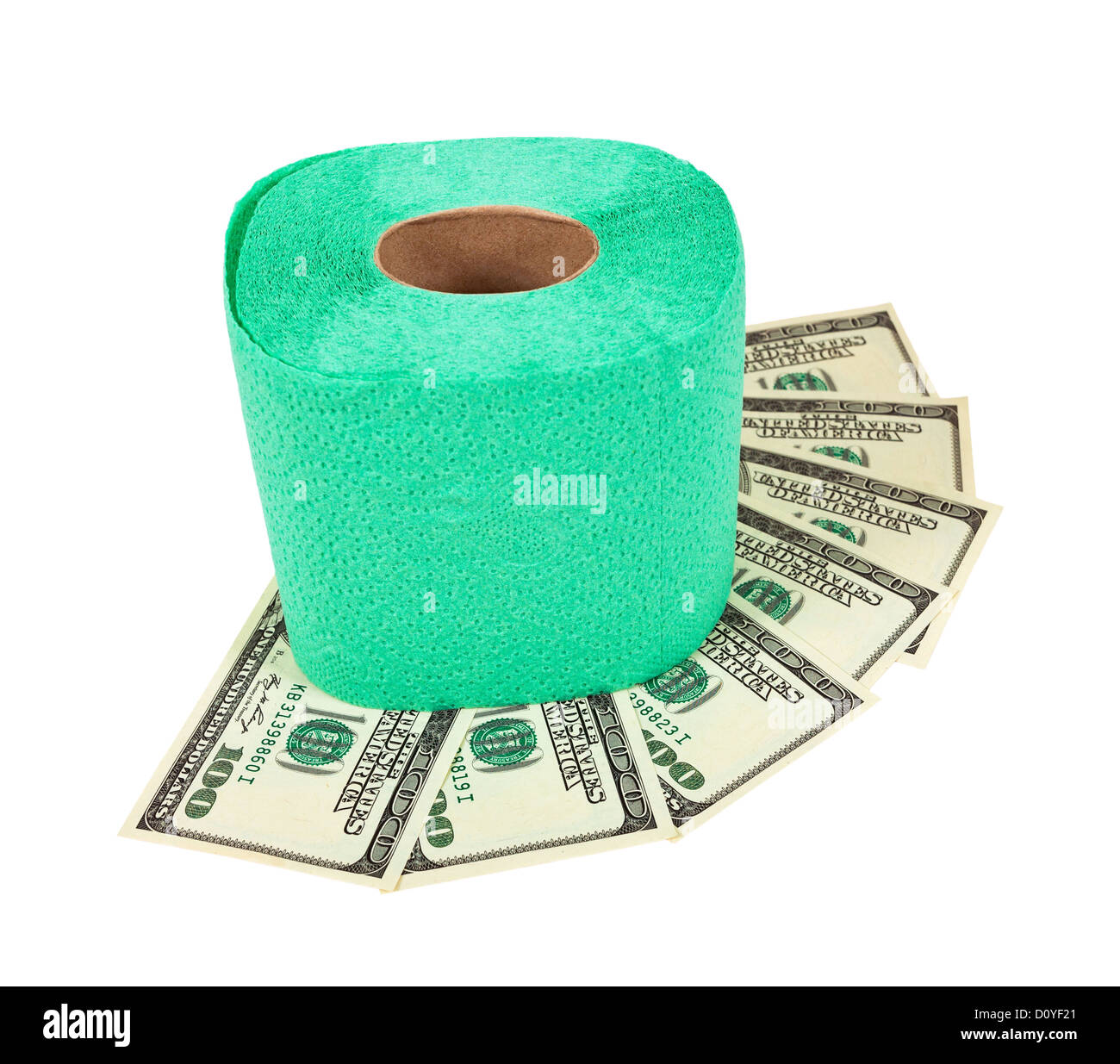 Roll of toilet paper and money isolated on white background Stock Photo ...