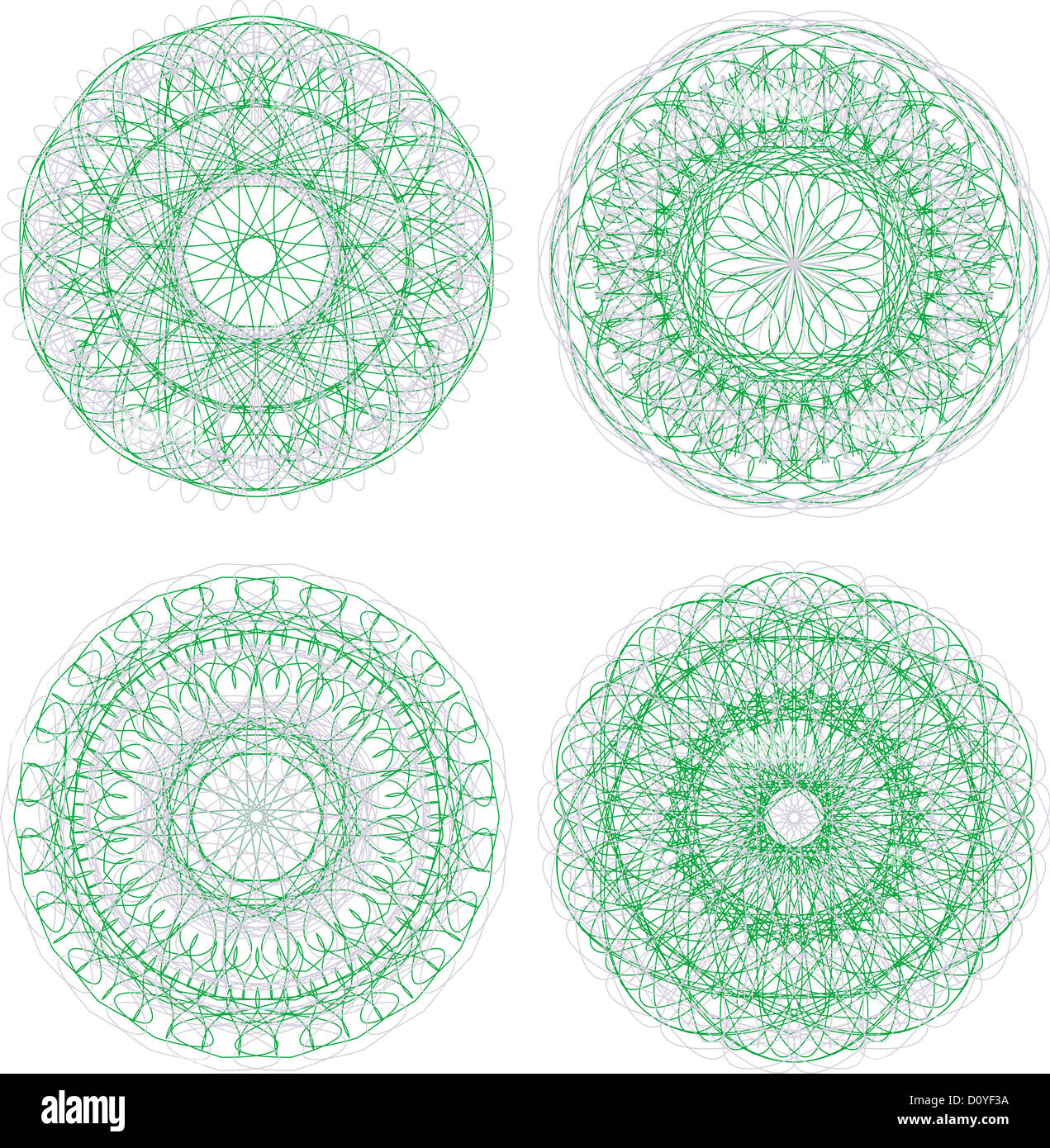 Set of guilloche rosettes certificate or diplomas, decorative elements ...