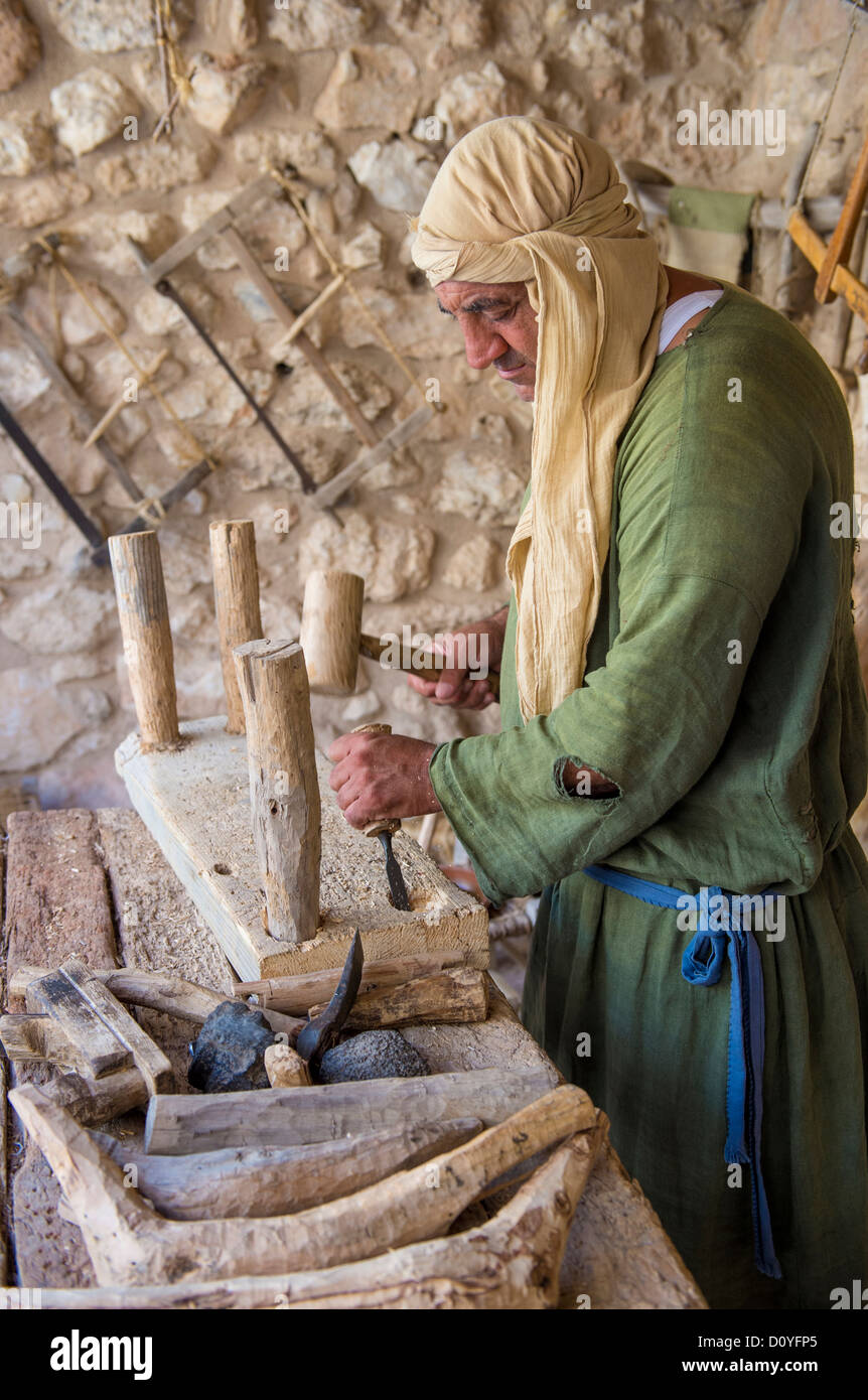Palestinian carpenter work with traditional tools in Nazareth Village ...