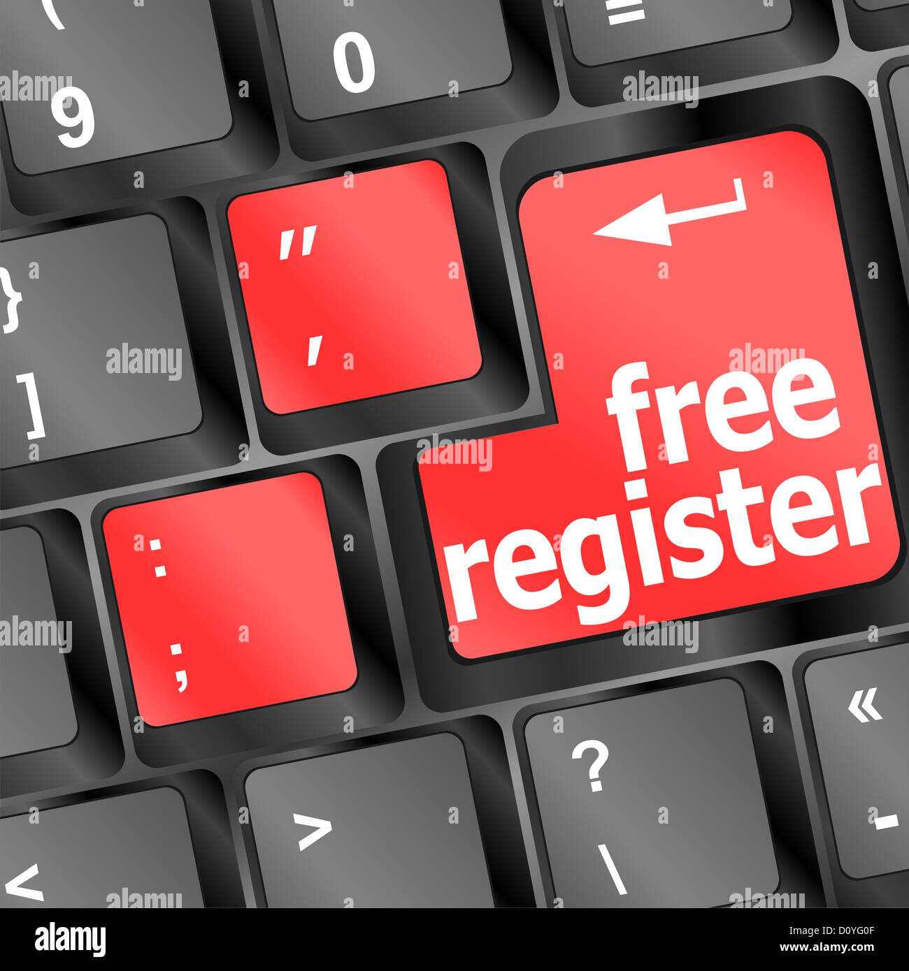 free register computer key showing internet login Stock Photo - Alamy