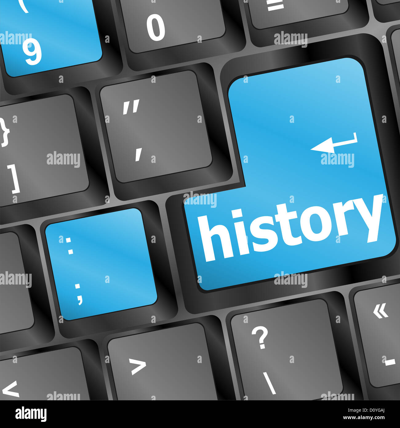 Laptop keyboard and key history on it Stock Photo - Alamy