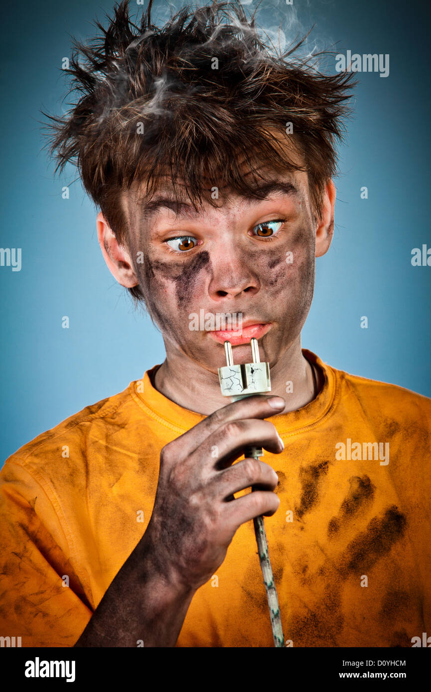 Man electric shock hair hi-res stock photography and images - Alamy