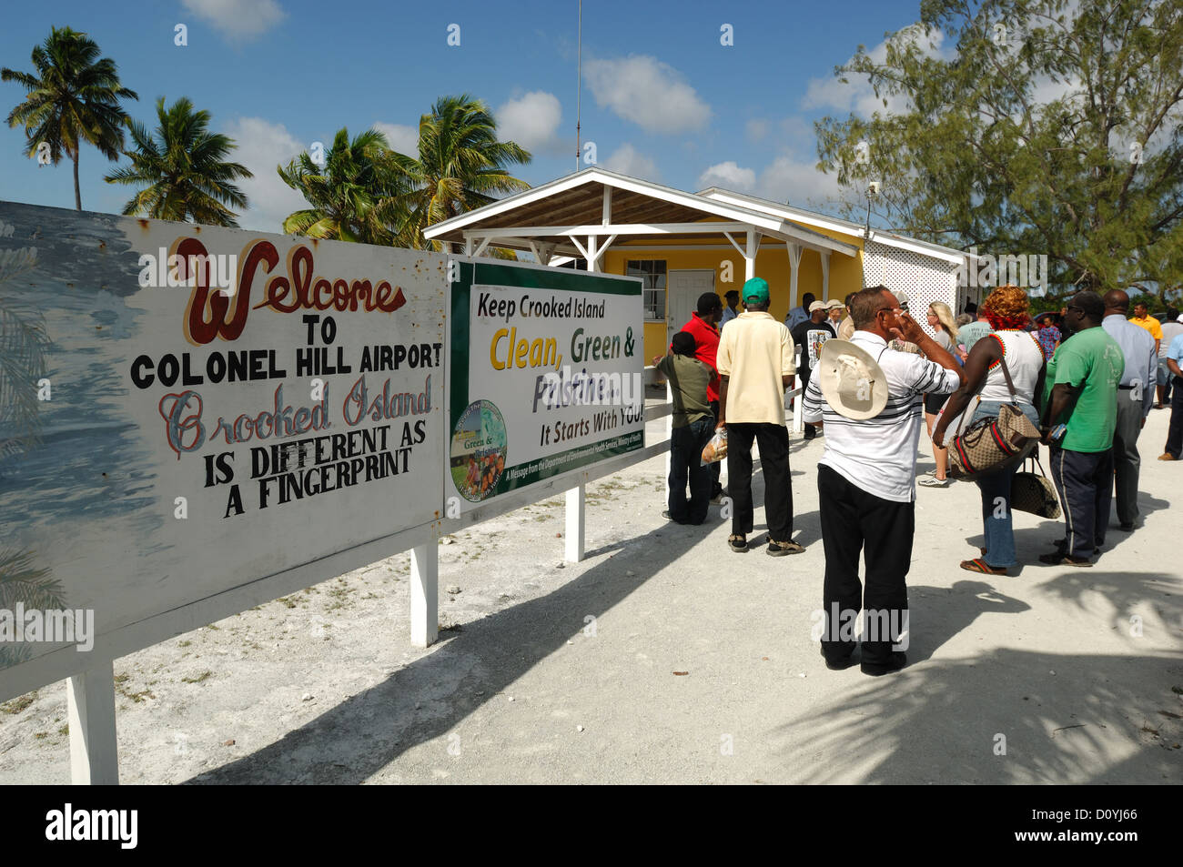 Travelers at Crooked Island Airport Bahamas Stock Photo - Alamy