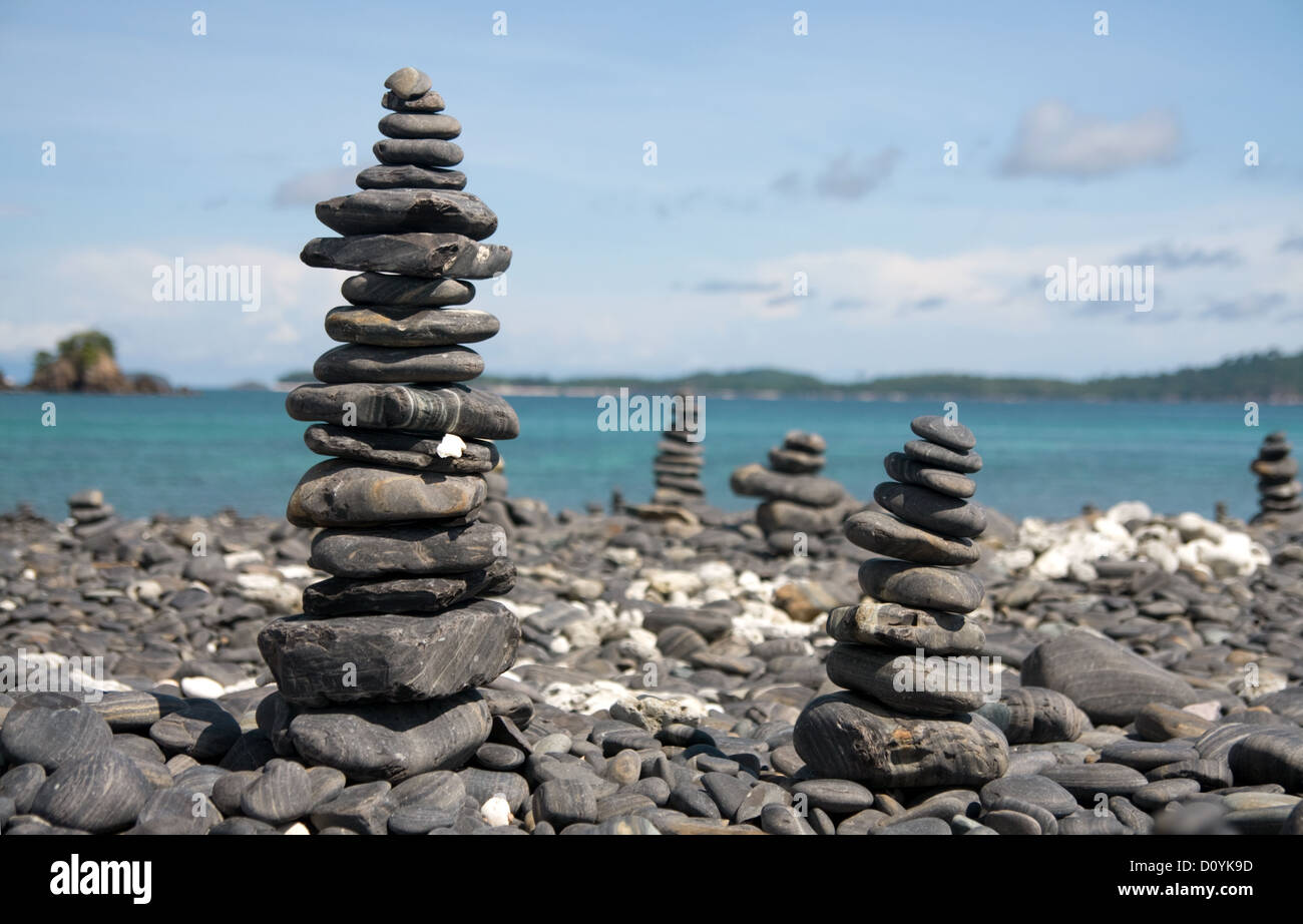 beach and Piles of stones Stock Photo - Alamy