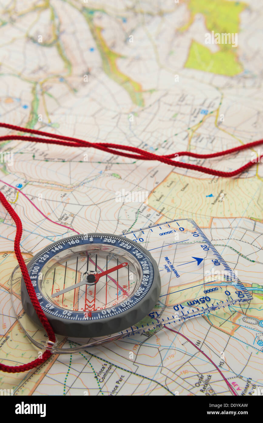 A compass and map Stock Photo - Alamy