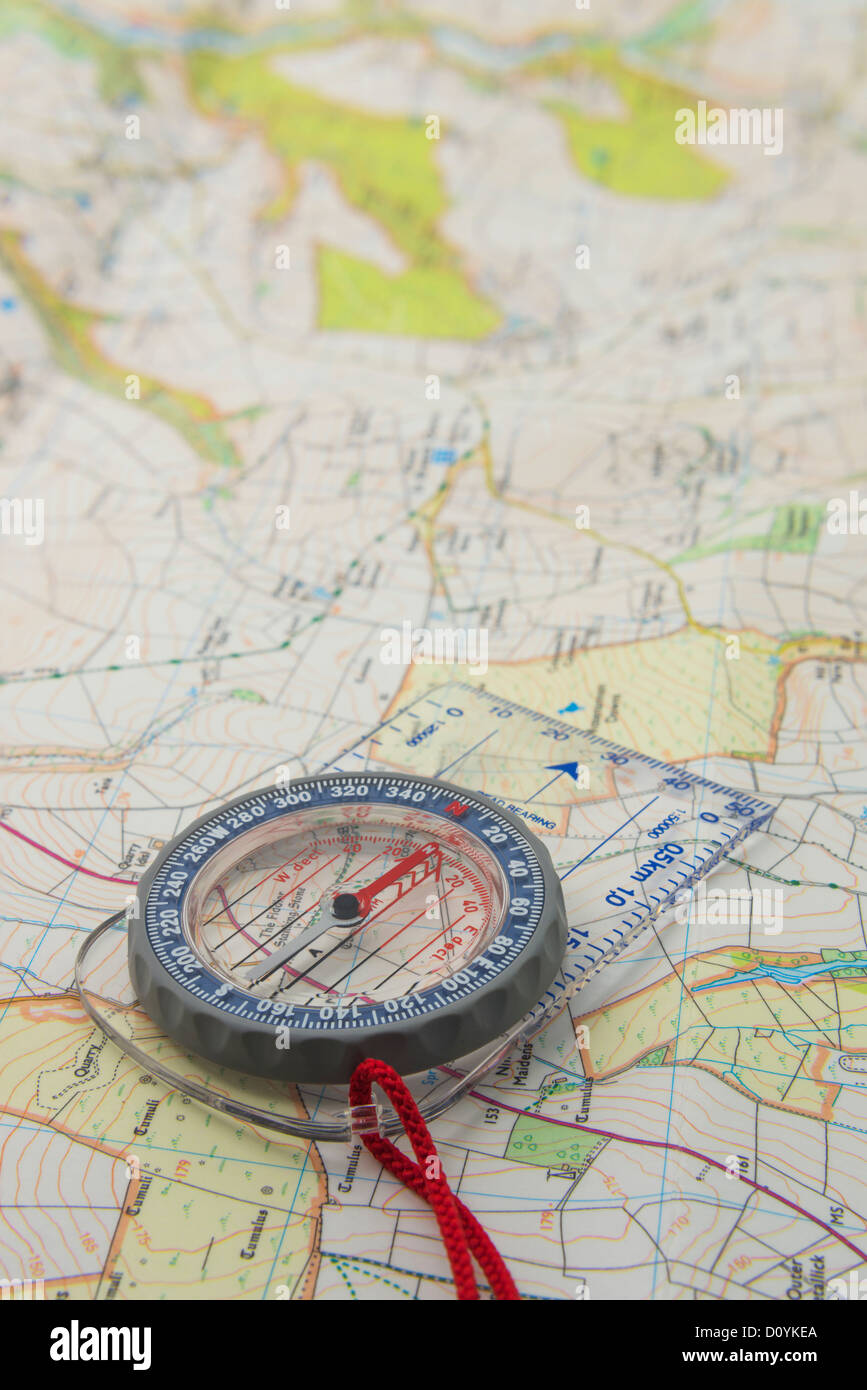 A compass and map Stock Photo - Alamy