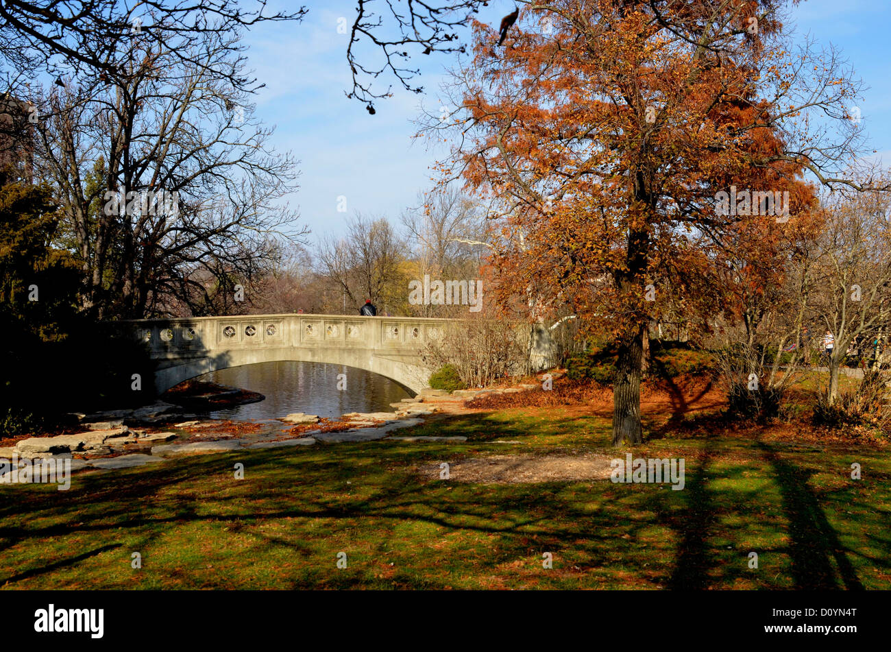 Idyllic Park Scene with Stone Bridge Stock Photo - Alamy