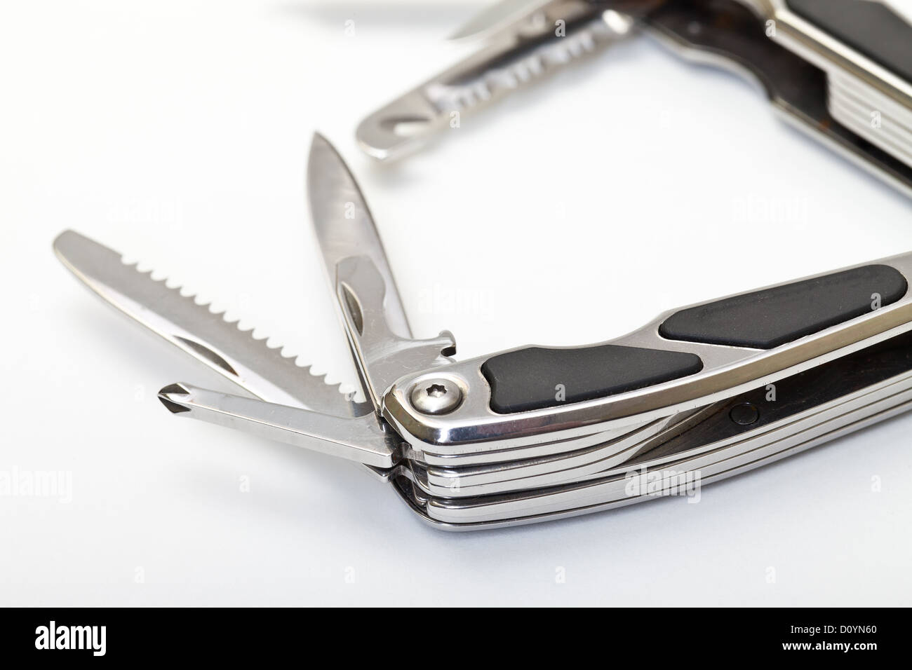 Steel pliers folding multi tool opened Stock Photo - Alamy