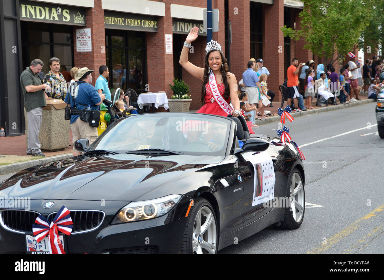 Destiny Welch Miss Maryland waving in a parade in Annapolis, Maryland ...
