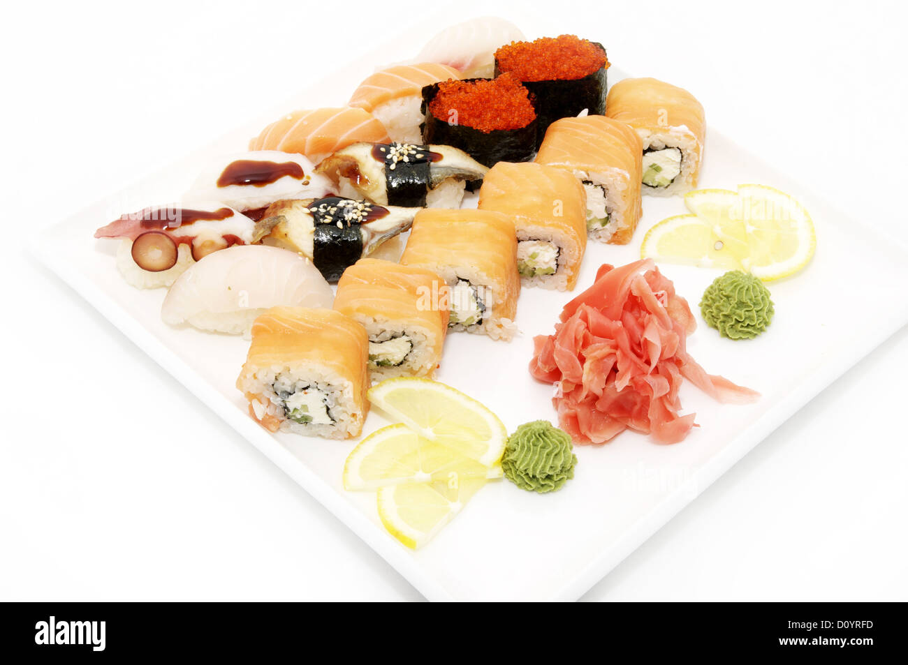 large plate of sushi Stock Photo - Alamy