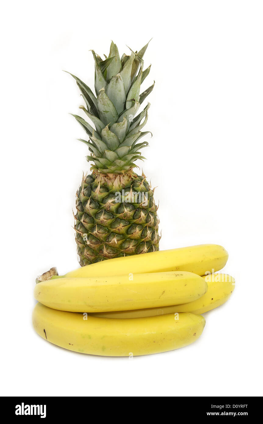 pineapple and banana branch Stock Photo - Alamy