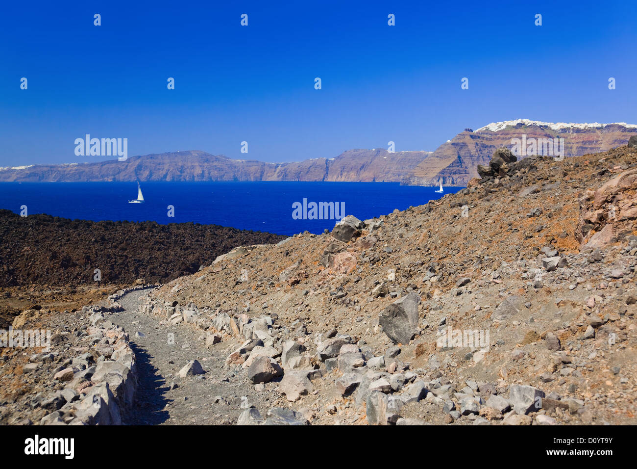 Santorini view from volcano Stock Photo - Alamy