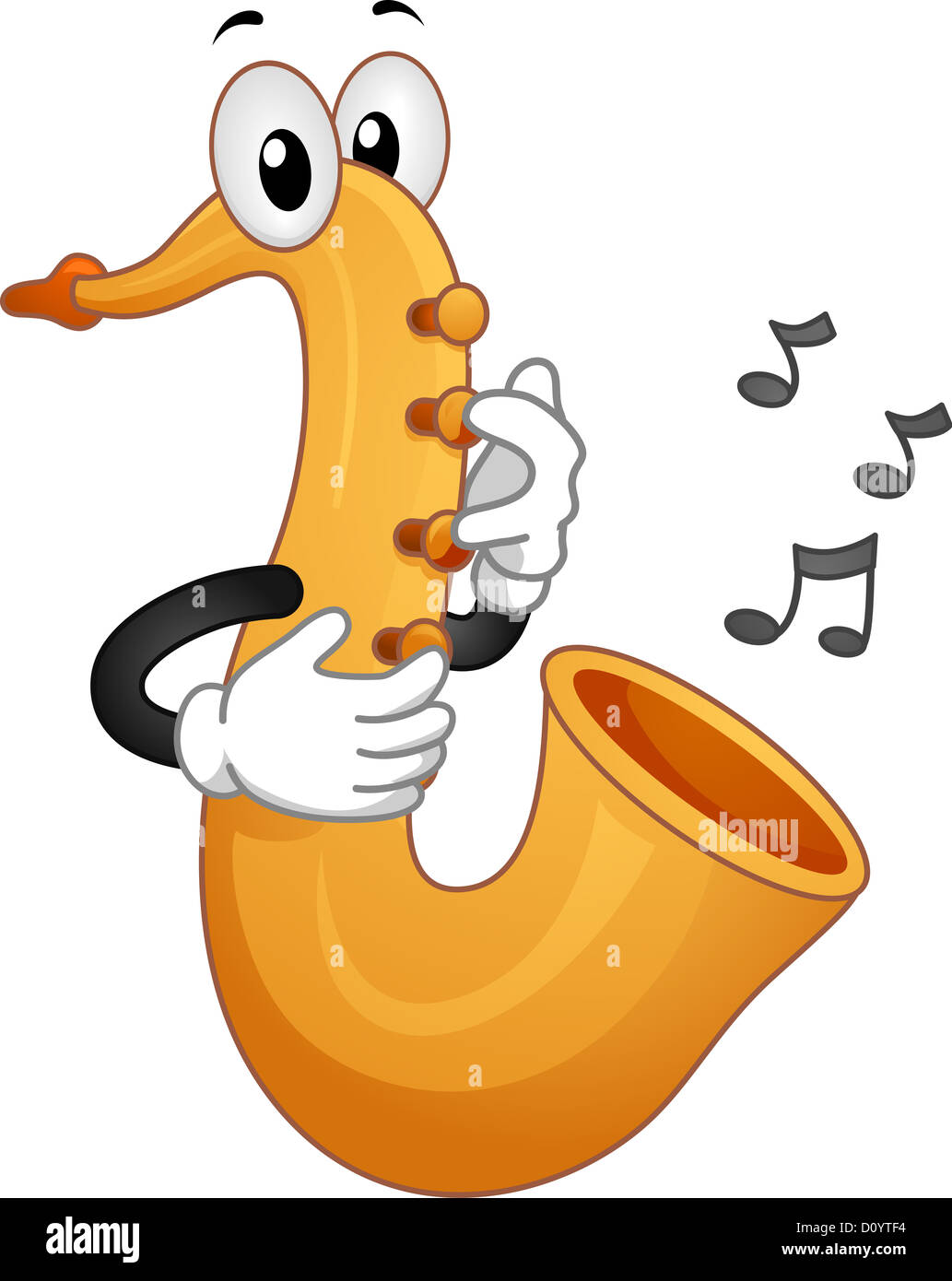 Mascot Illustration Featuring Musical Notes Coming from a Saxophone ...