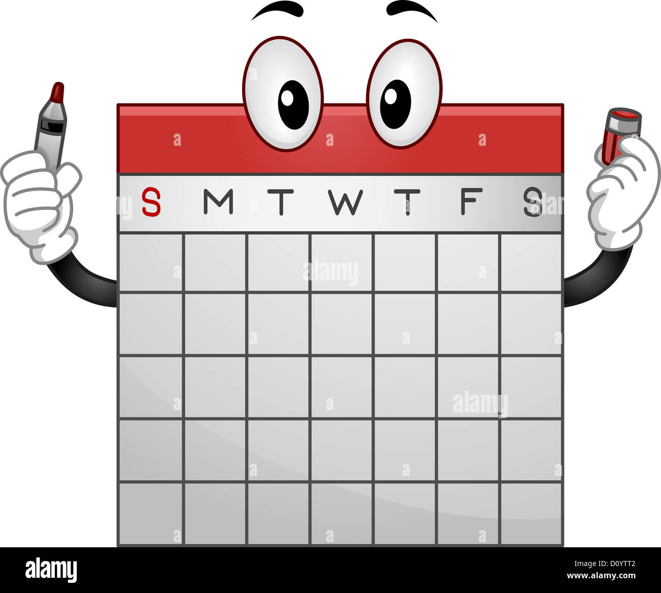 Mascot Illustration of an Office Calendar Holding a Marker Stock Photo ...