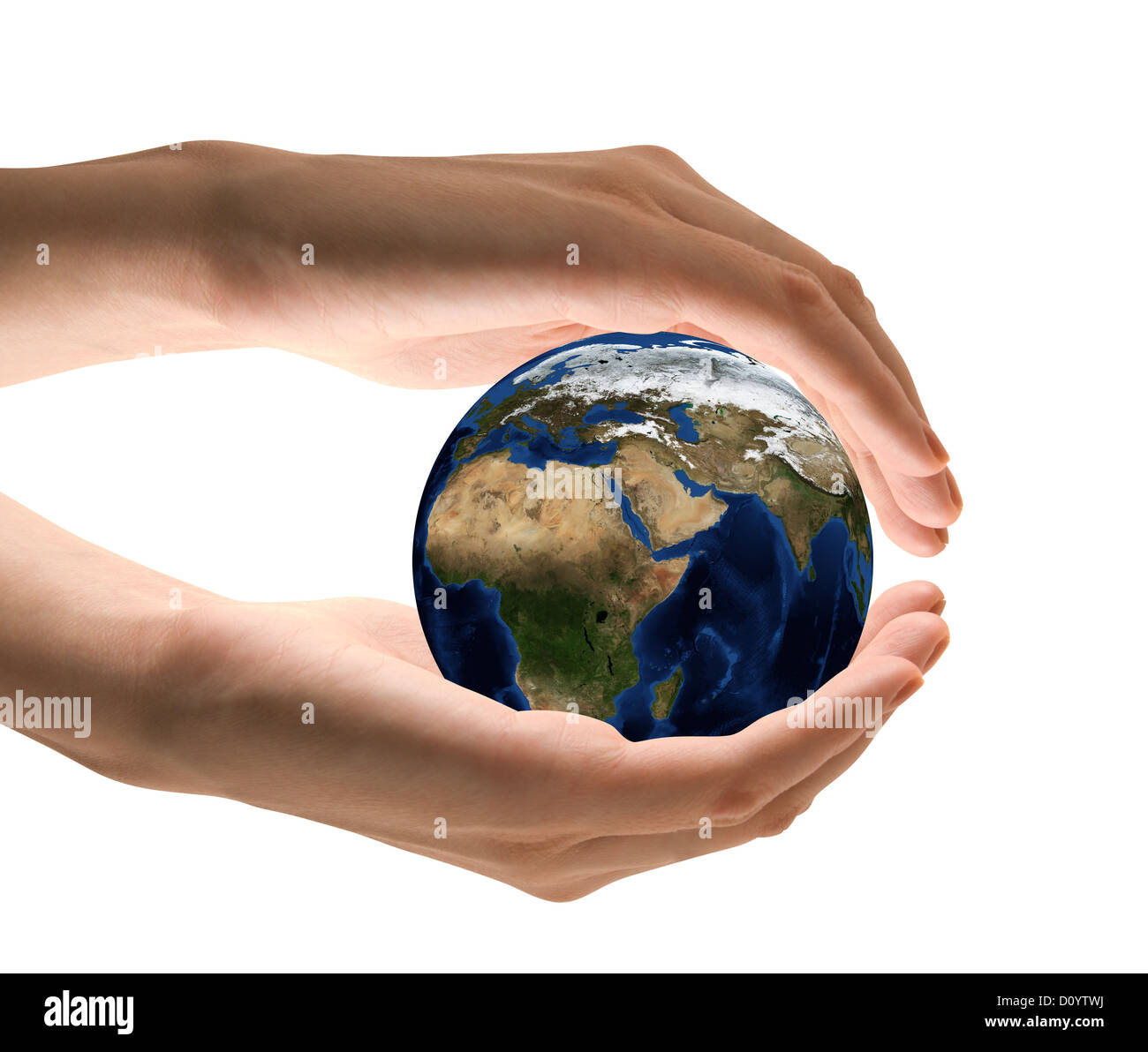 Hand protect earth black Cut Out Stock Images & Pictures - Alamy
