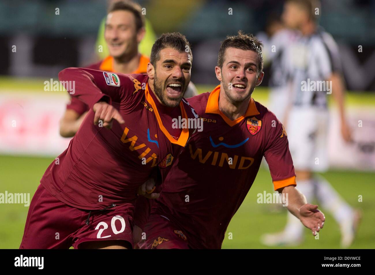 Siena, Italy. 2nd December 2012. (L-R) Simone Perrotta, Miralem Pjanic ...