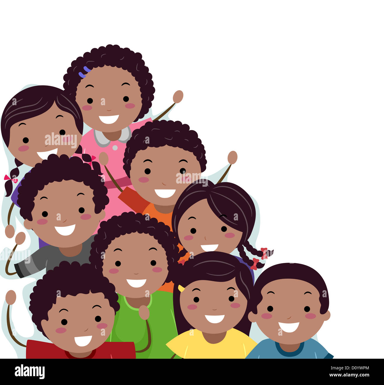 Border Illustration of African-American Stickman Kids Stock Photo - Alamy