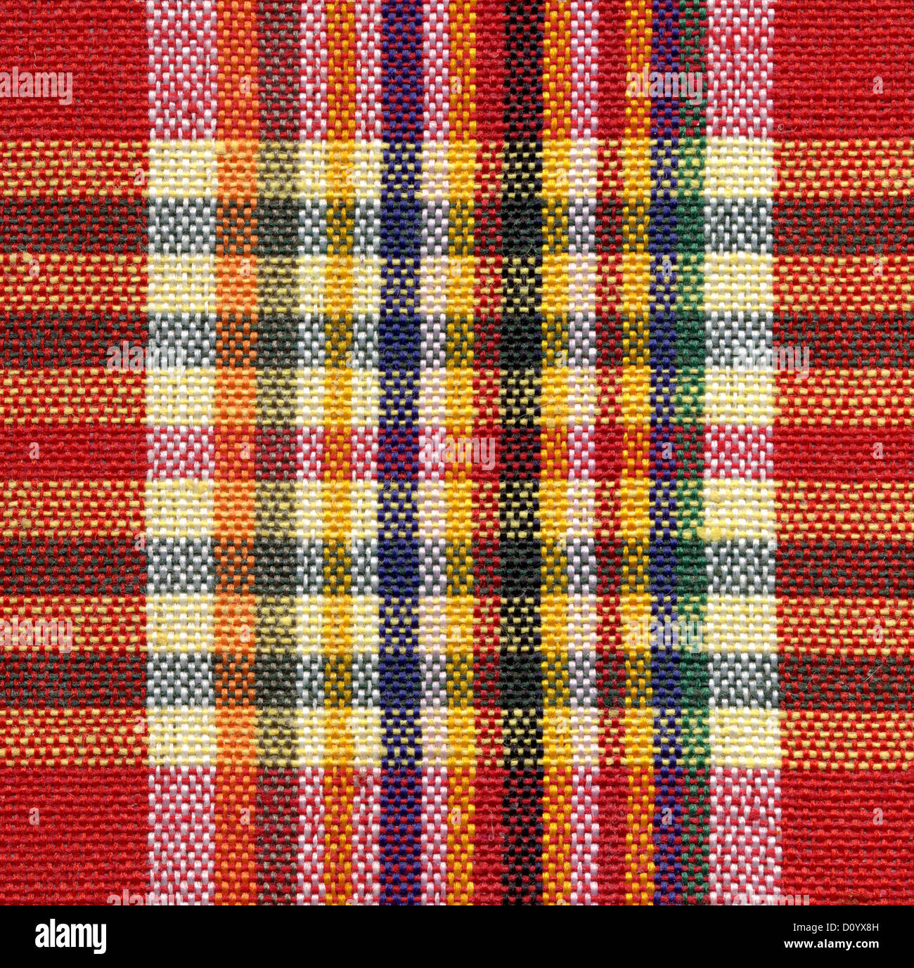 Red and yellow square fabric pattern background Stock Photo - Alamy