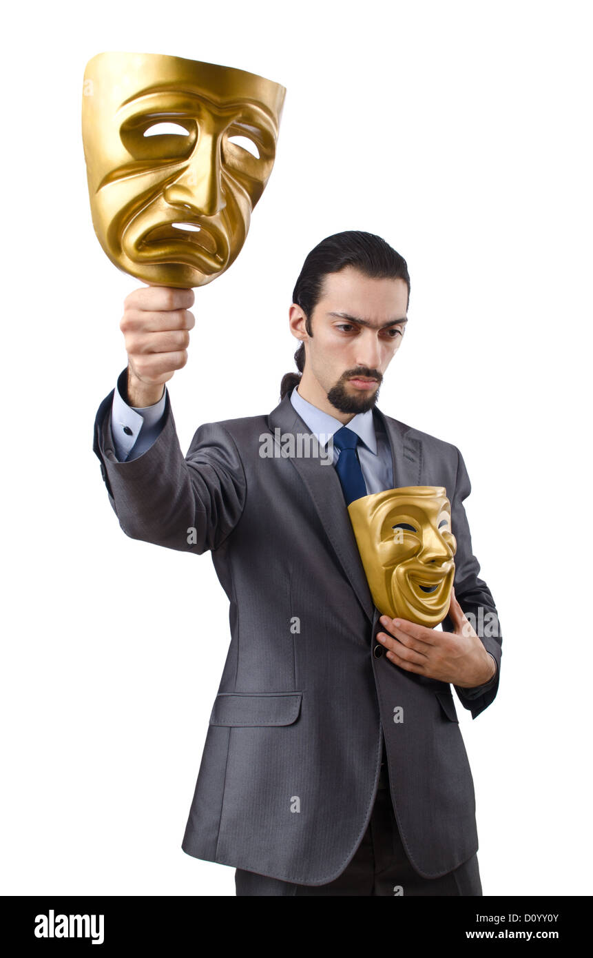 Businessman with mask concealing his identity Stock Photo - Alamy