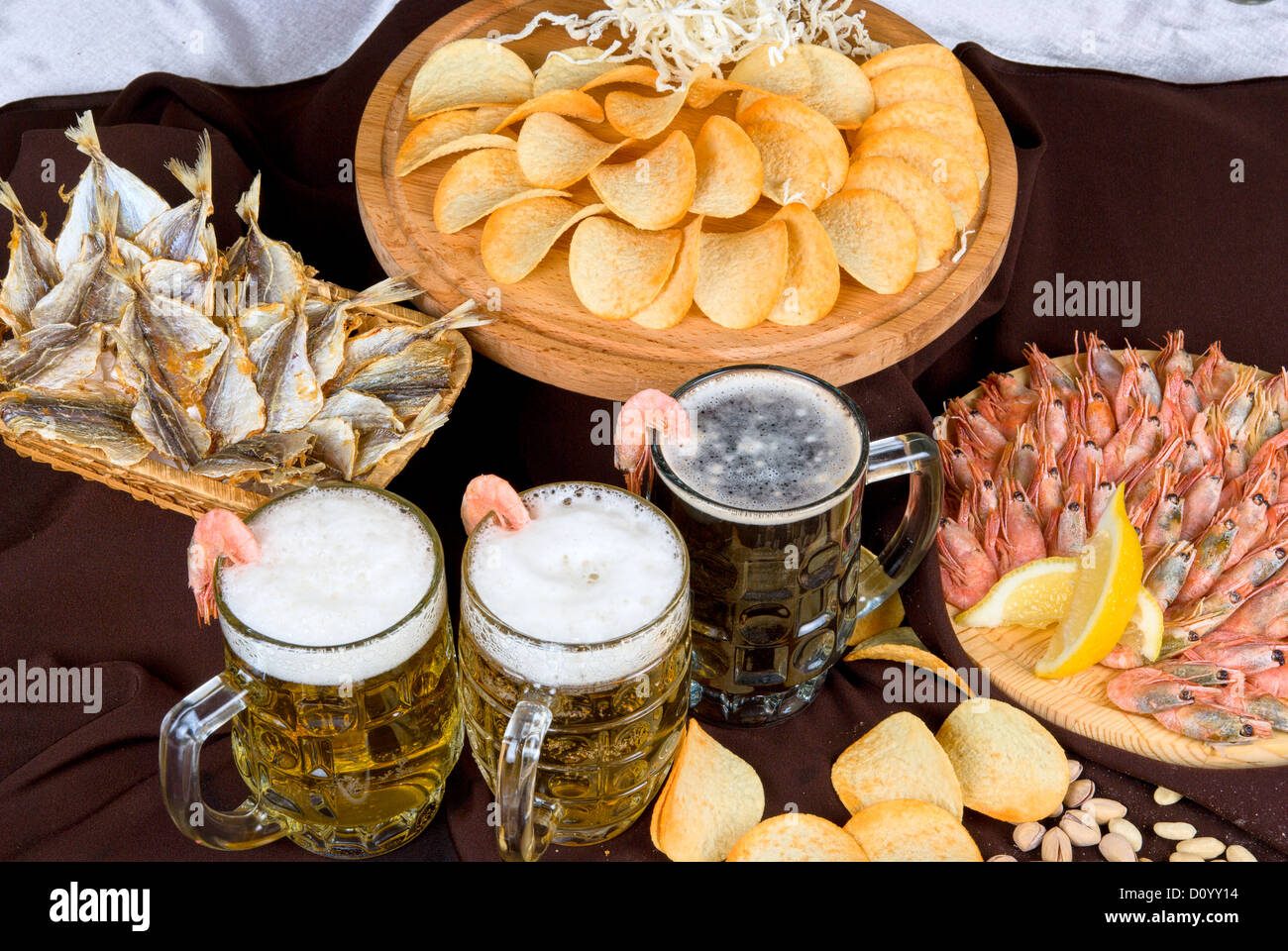 Beer and snacks set Stock Photo - Alamy