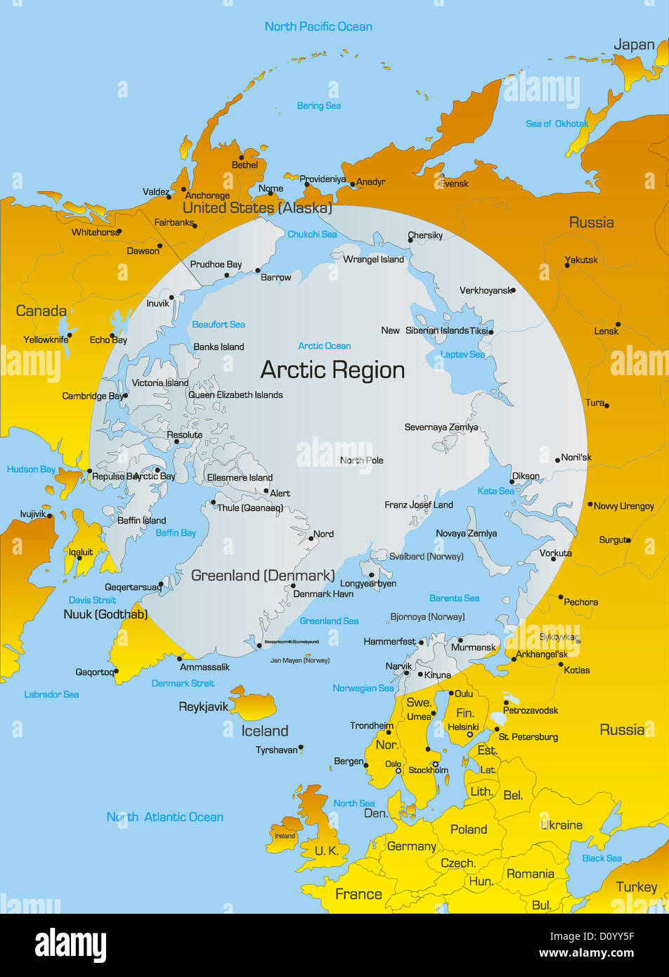 North pole map hi-res stock photography and images - Alamy