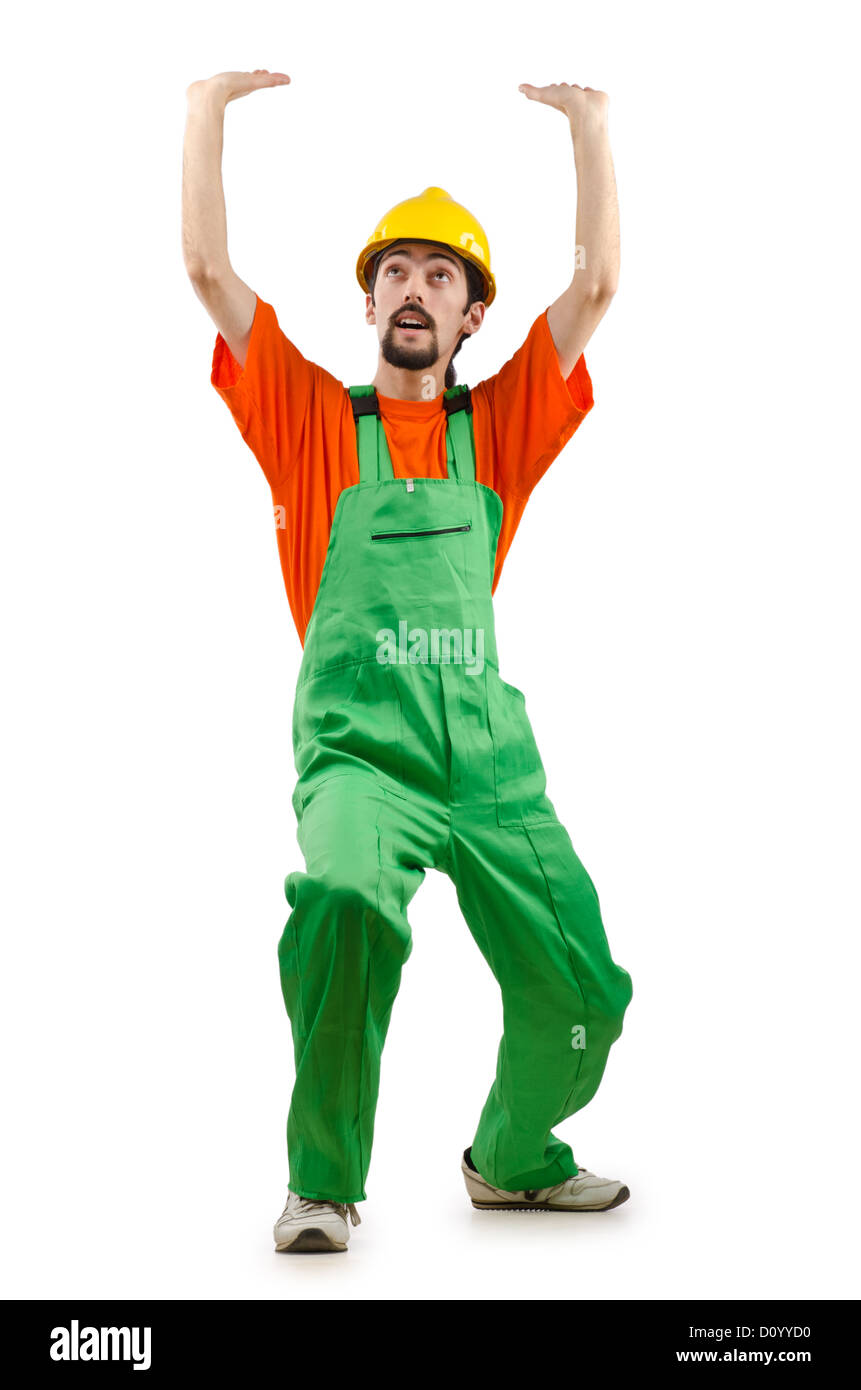 Construction worker isolated on the white Stock Photo - Alamy