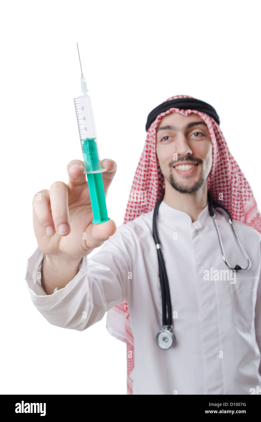 Young arab doctor isolated on white Stock Photo - Alamy