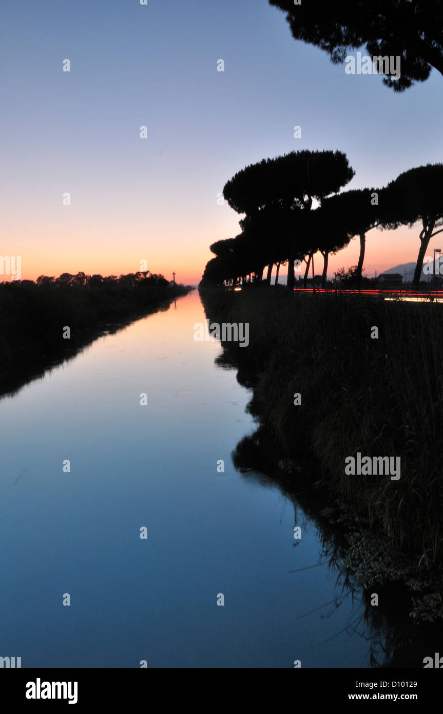 Drain of reclamation, Pontinia, Agro Pontino, Latina, Lazio, Italy ...
