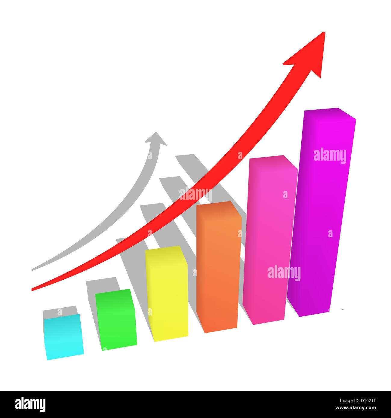 A bars graph, with an arrow going up Stock Photo - Alamy