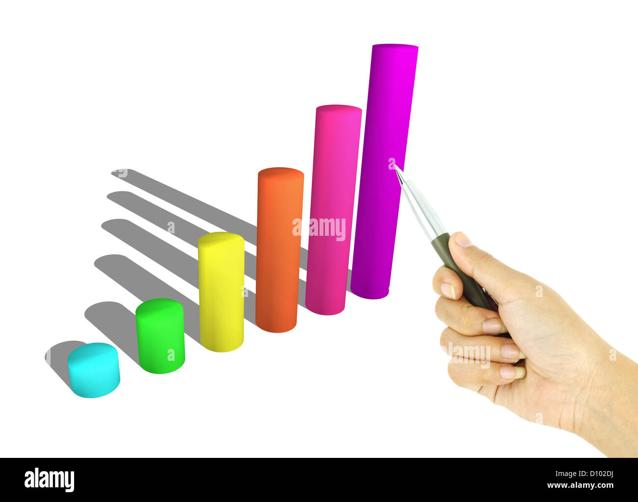 Hand pointing down bar chart hi-res stock photography and images - Alamy