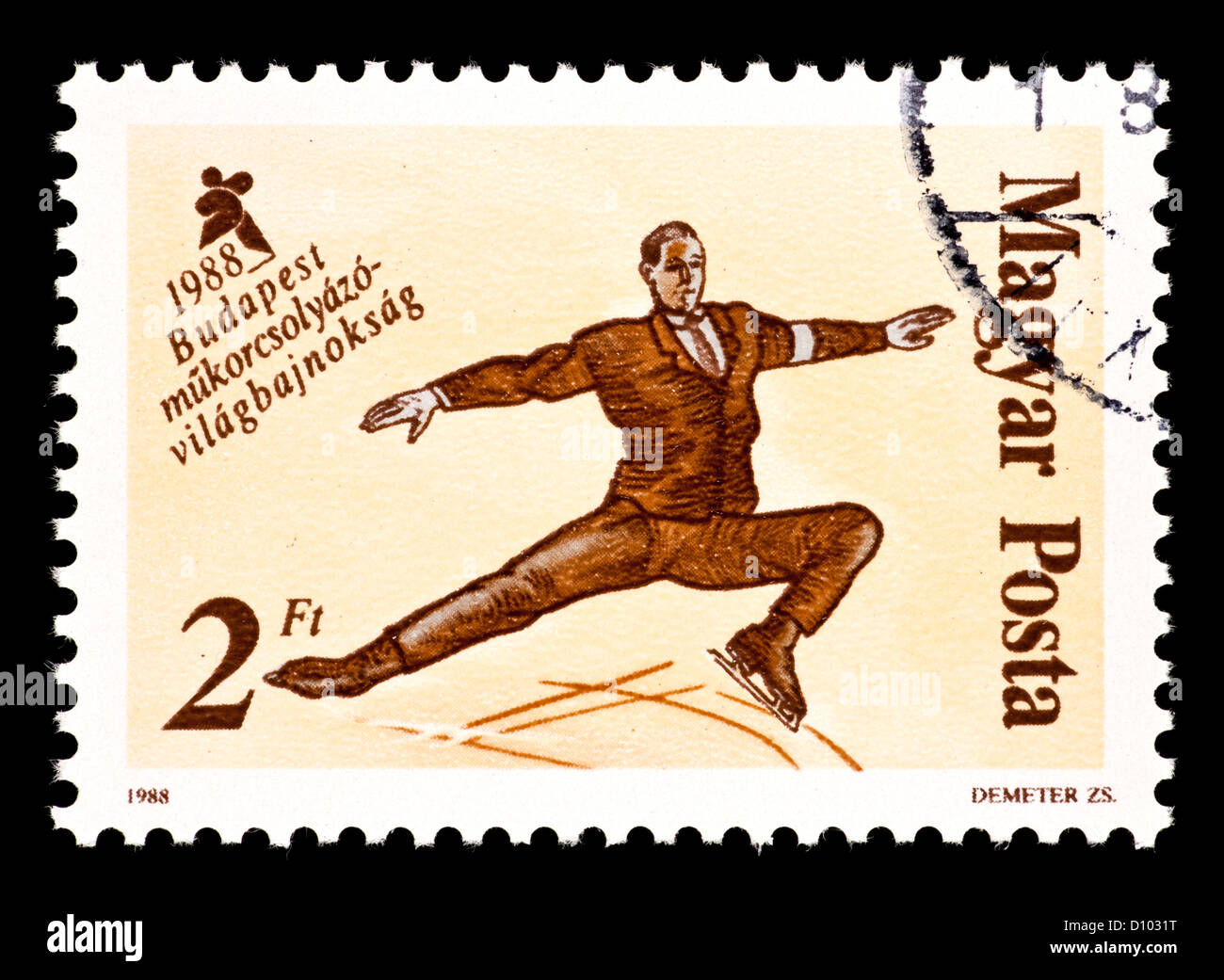 Postage stamp from Hungary depicting a model figure skater, issued for ...