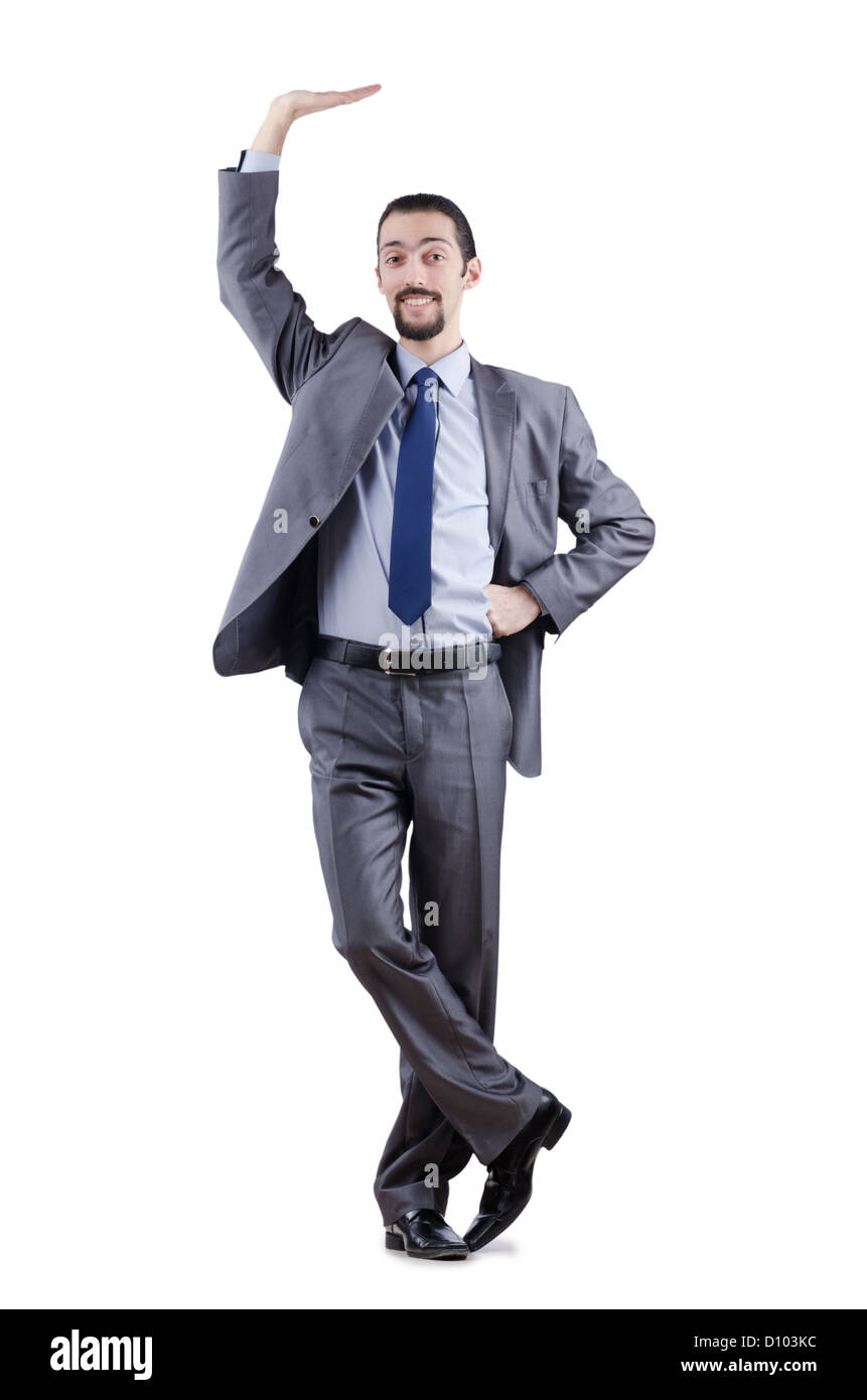 Businessman pushing away virtual obstacles Stock Photo - Alamy