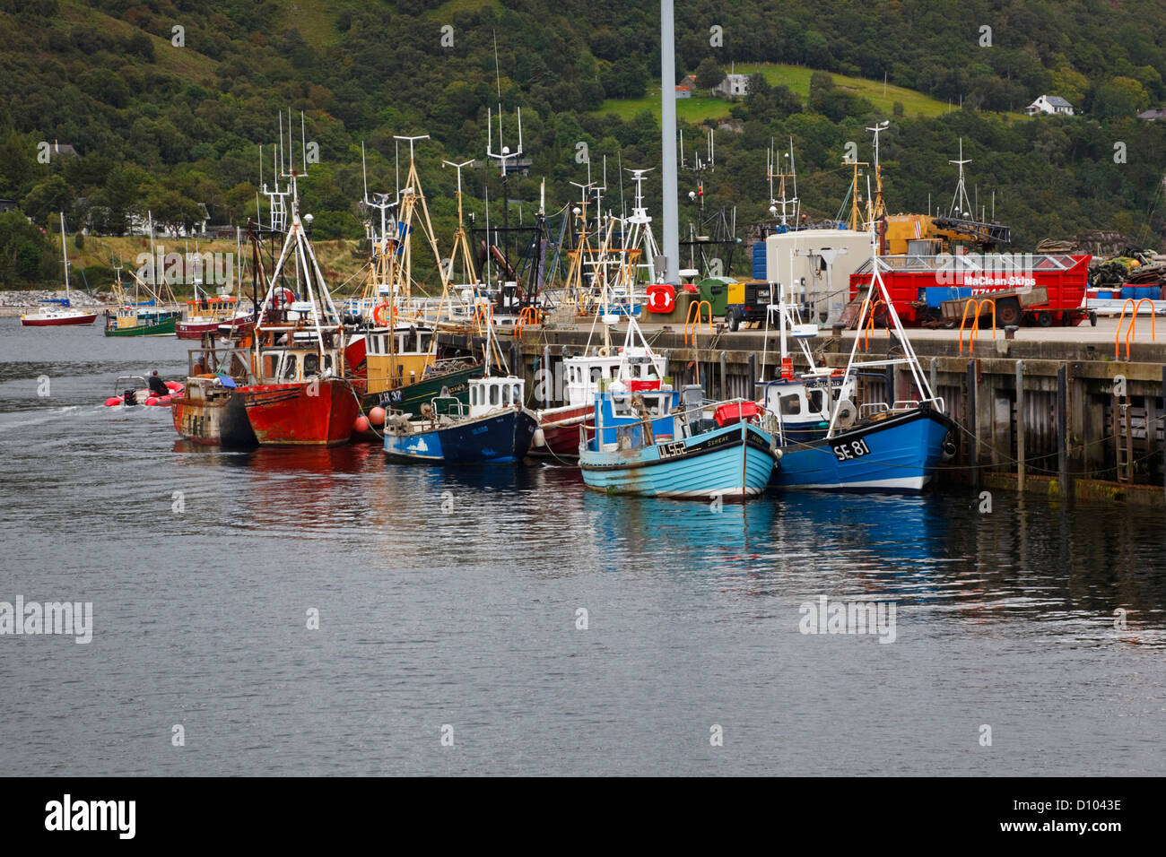 Fishing boats at the quayside, Ullapool harbour, Ross and Crometary ...