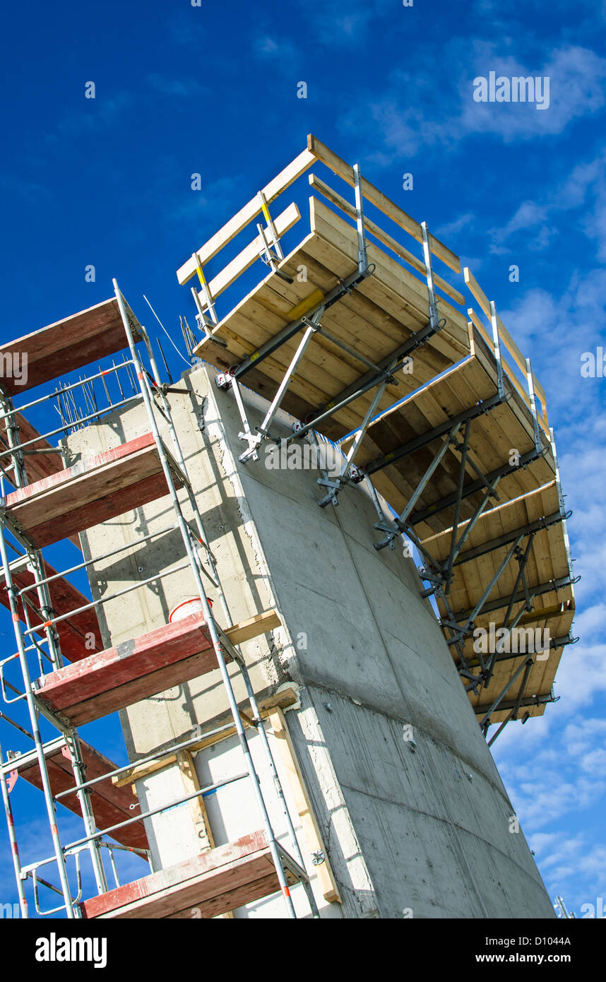 Construction Area With Scaffold And Wooden Platform Stock Photo - Alamy