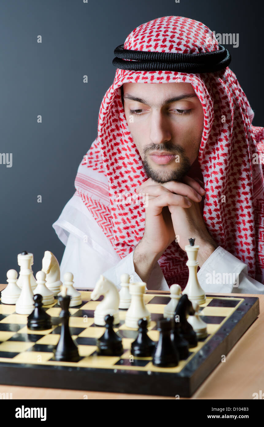 Chess player playing his game Stock Photo - Alamy