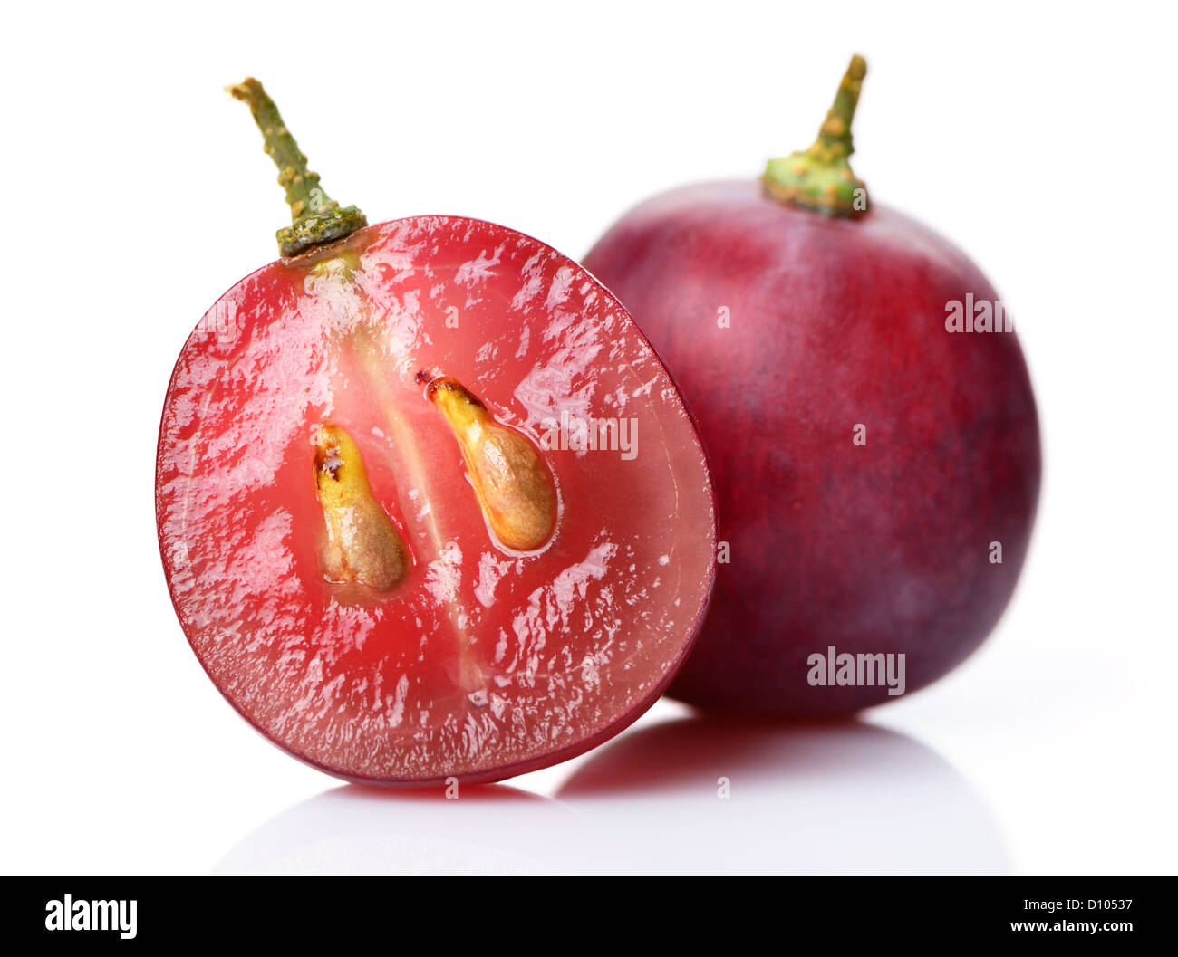 Two grapes close up. Isolated on white background Stock Photo - Alamy