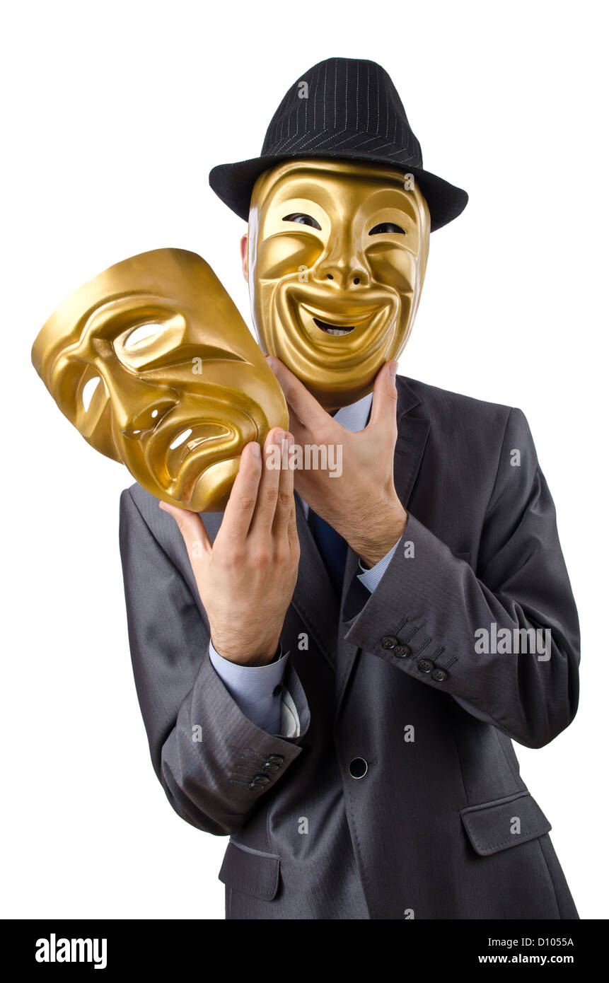 Businessman with mask concealing his identity Stock Photo - Alamy