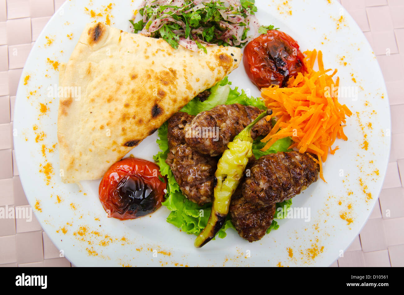 Meat cuisine - kebab served in plate Stock Photo - Alamy