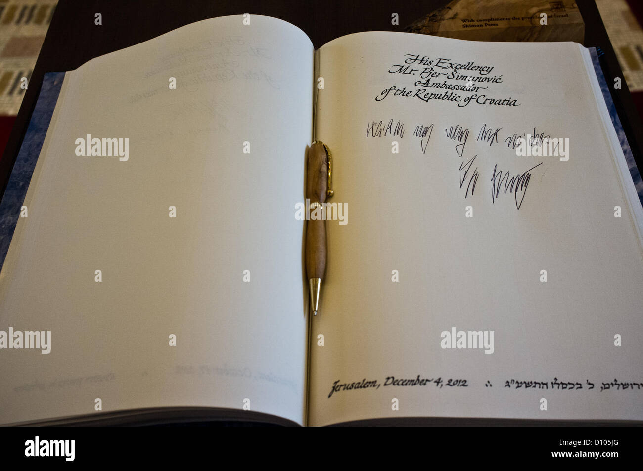 Jerusalem, Israel. 4th December 2012. Pjer Simunovic, newly appointed ...