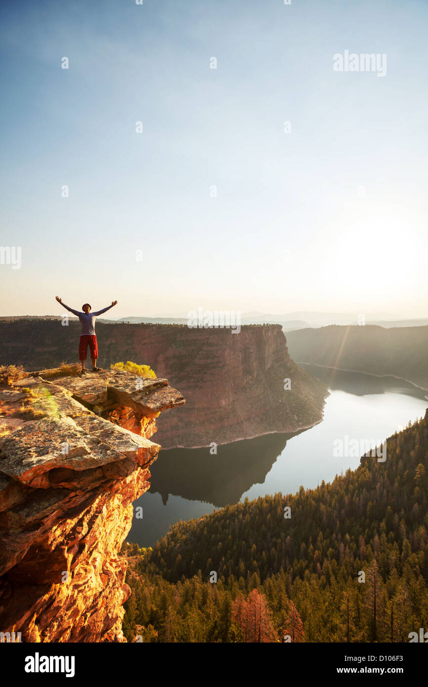 man on the cliff Stock Photo - Alamy